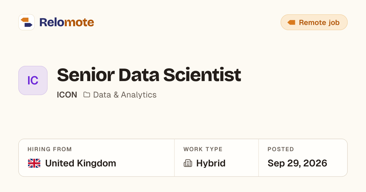 Senior Data Scientist at Icon | Relomote